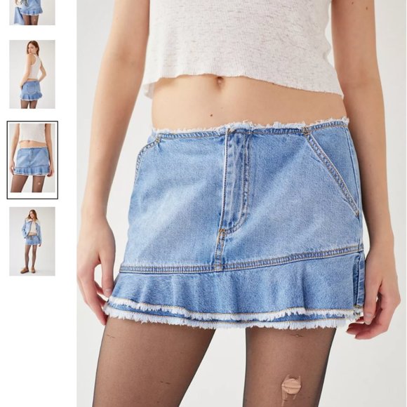 Bdg Skirts Nwt Small Uo Bdg Arlo Ruffle Denim Mini Skirt Poshmark